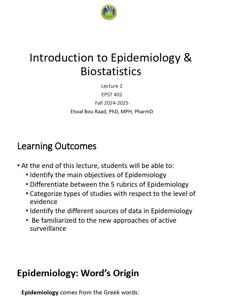 Introduction To Epi and Biostat | PDF | Epidemiology | Epidemics
