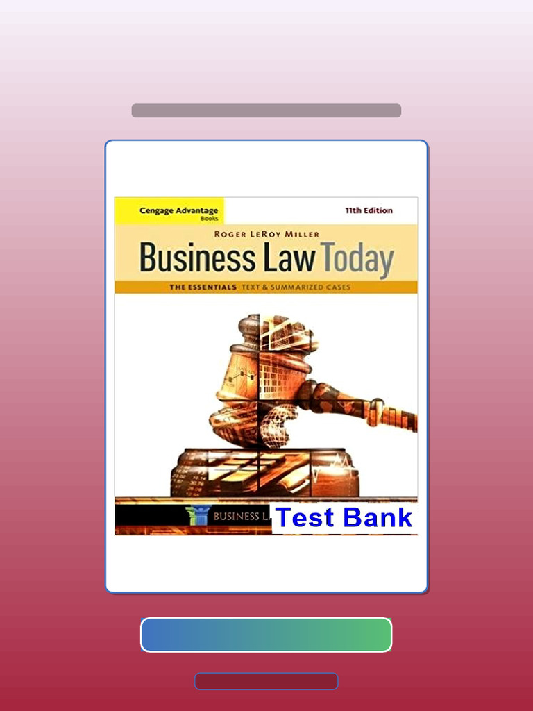 Cengage Advantage Business Law Today The Essentials Text and Summarized ...