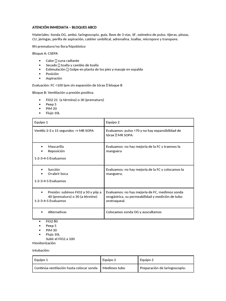 ABCD Reanimacion Neonatal | PDF | Reanimación cardiopulmonar ...