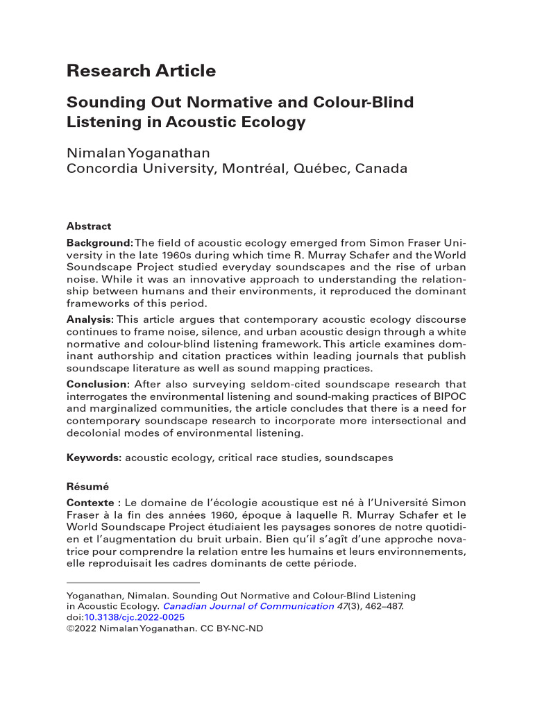 Yoganathan 2022 Sounding Out Normative and Colour Blind Listening in ...