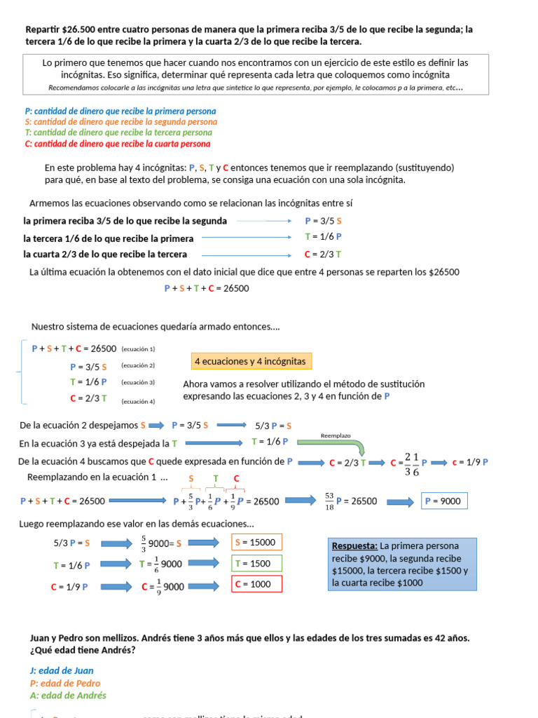 1 Problemas 1 Grado Segunda Parte 2 | PDF | Ecuaciones | Sistema de ...