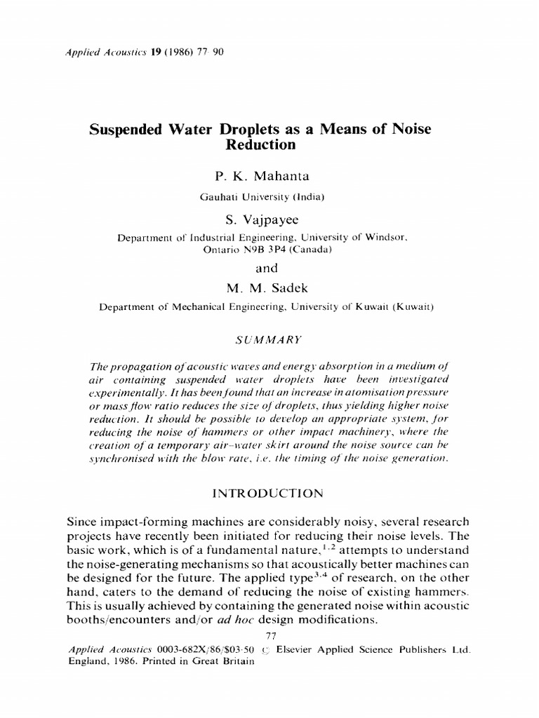 Suspended Water Droplets As A Means of Noise | PDF | Sound | Attenuation