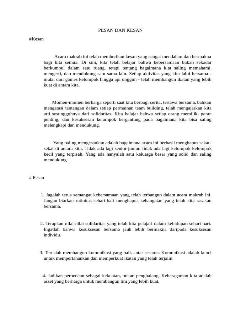 Teks Pesan Dan Kesan Bahasa Indonesia | PDF