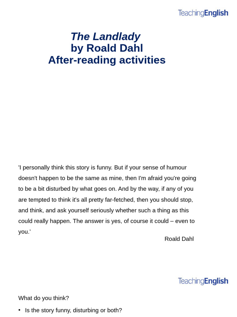 The Landlady - After-Reading - Presentation | PDF