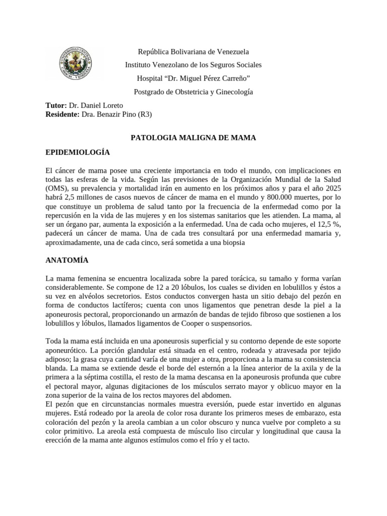 Patologia Maligna de Mama | PDF | Cáncer de mama | Cáncer