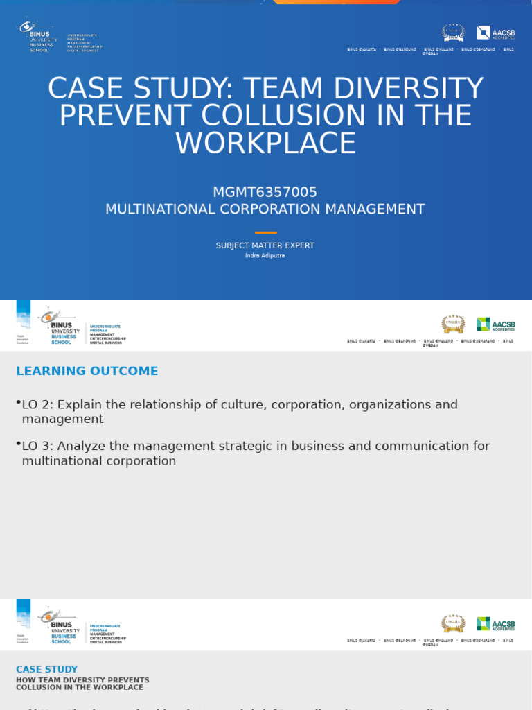 Case Study - Team Diversity Prevents Collusion in The Workplace | PDF ...