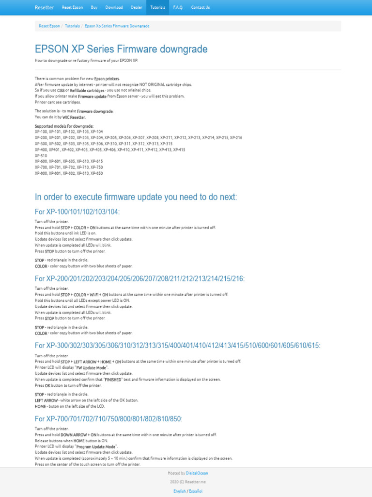 EPSON XP Series Firmware Downgrade - Resetter | PDF | Computer Engineering | Computer Hardware