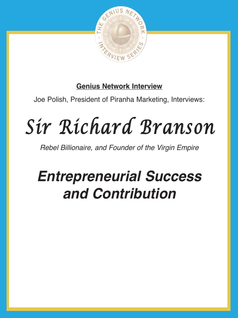 Genius Network Richard Branson Interviewed by Joe Polish | PDF ...