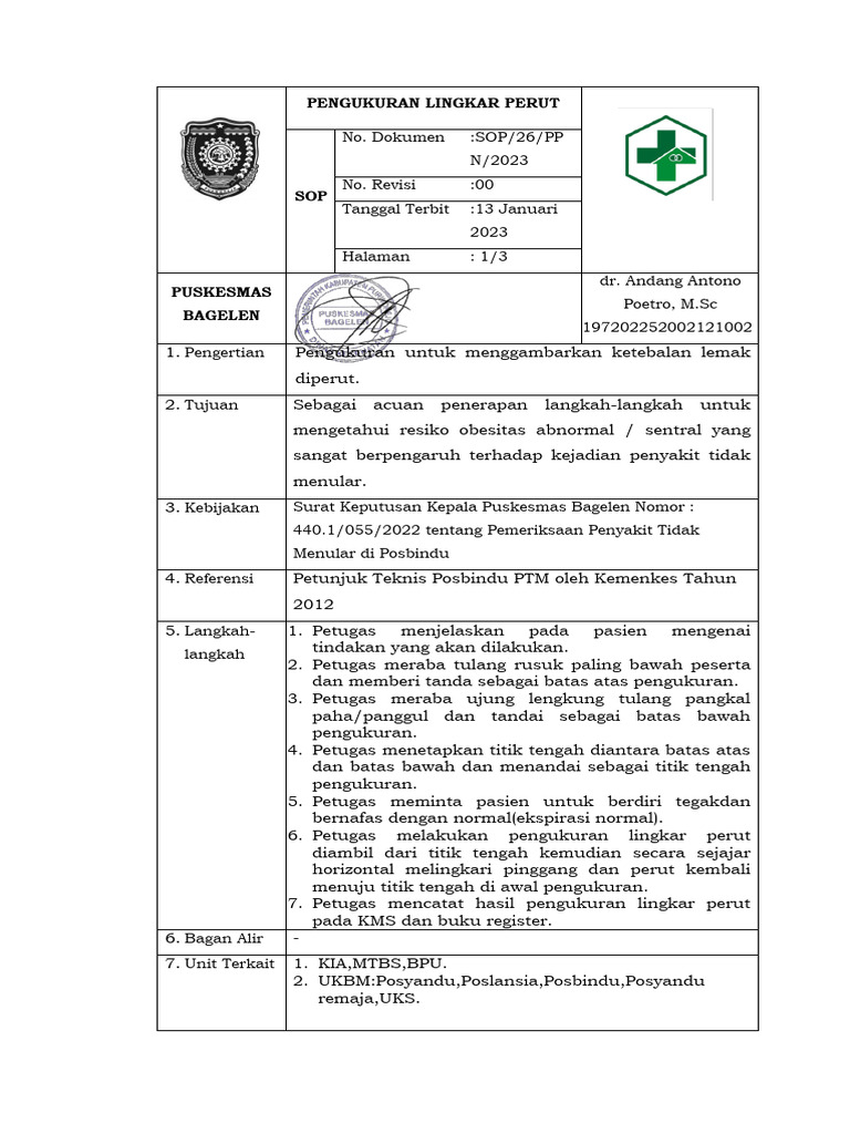 Prosedur Pengukuran Lingkar Perut | PDF