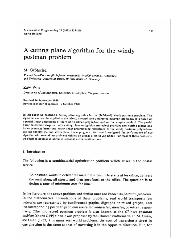 A Cutting Plane Algorithm For The Windy | PDF