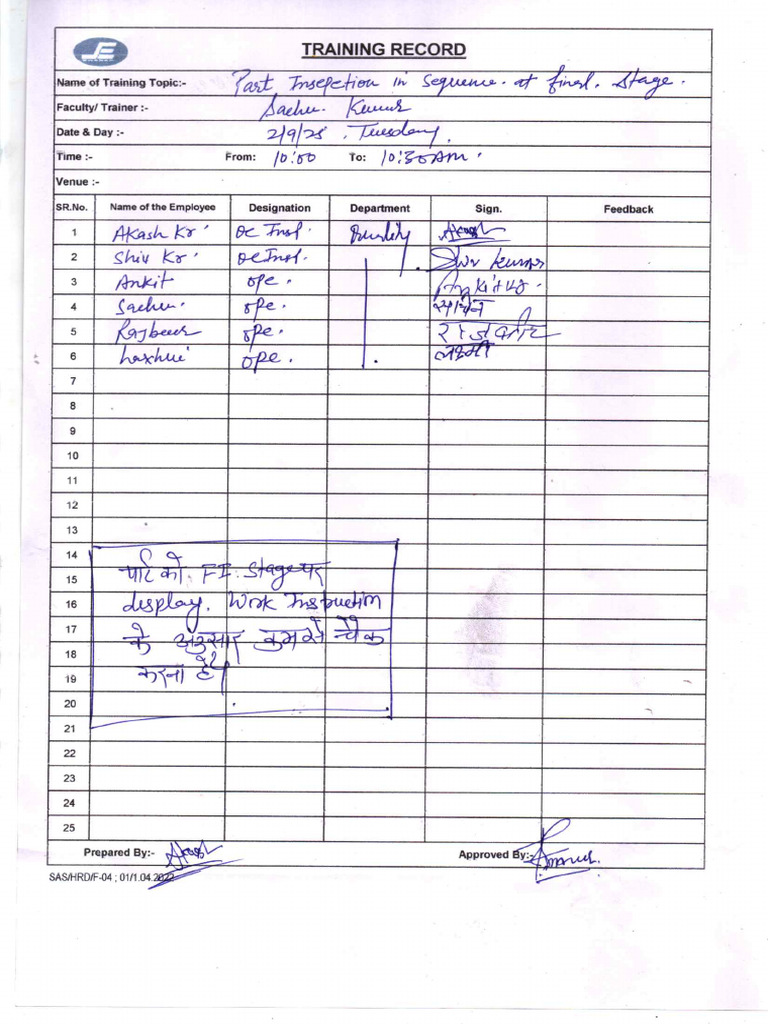 Training Record | PDF