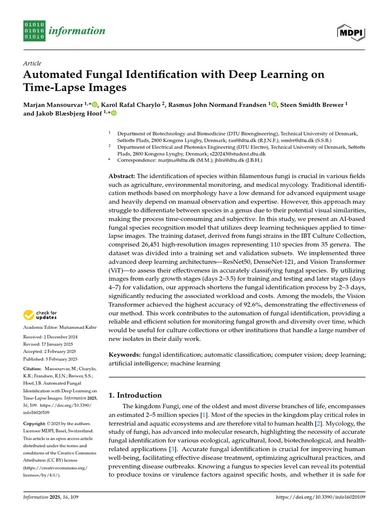 Deep Learning for Automated Fungal ID | PDF | Fungus | Deep Learning