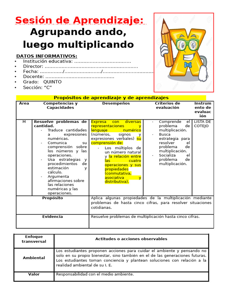 5º GRADO DIA 2 MAT. AGRUPANDO ANDO, LUEGO MULTIPLICANDO | PDF | Multiplicación | Aprendizaje