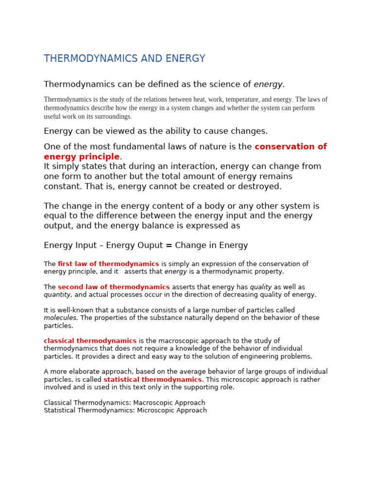 Thermodynamics and Energy | PDF | Temperature | Gases