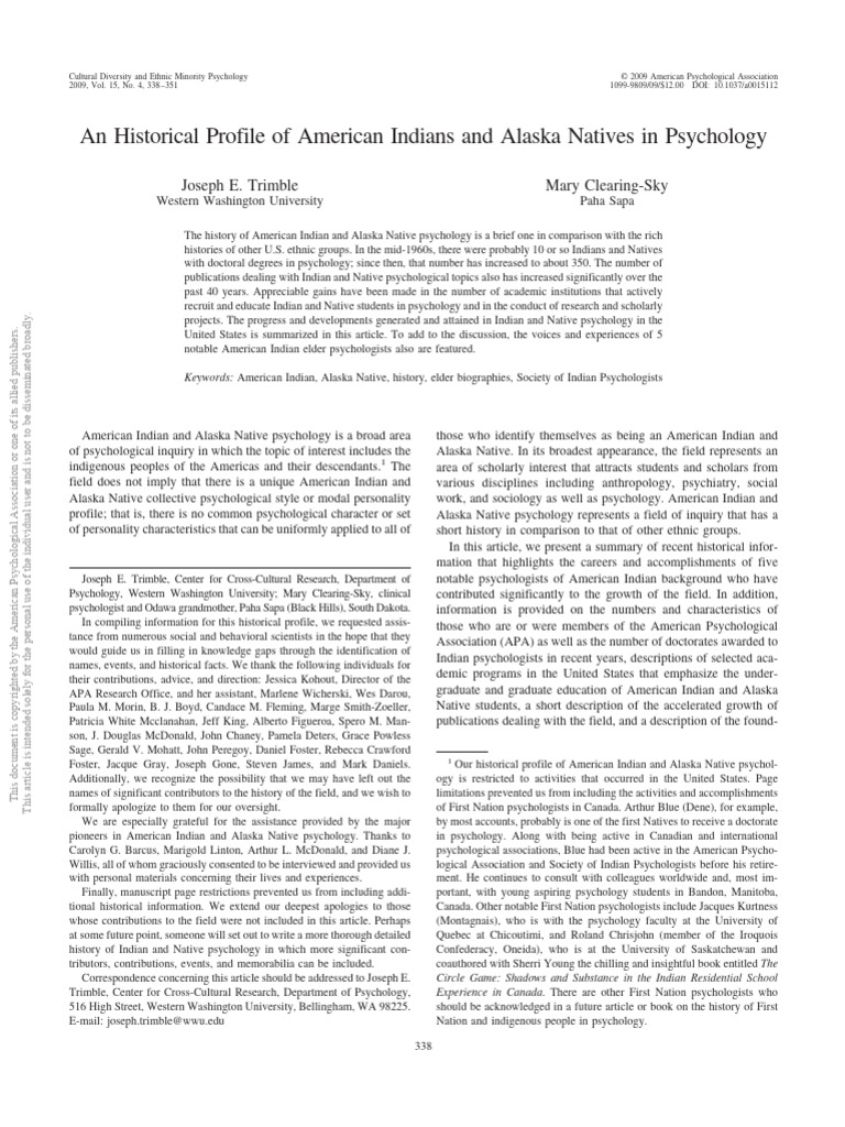 An Historical Profile of American Indians and Alaska Natives in ...