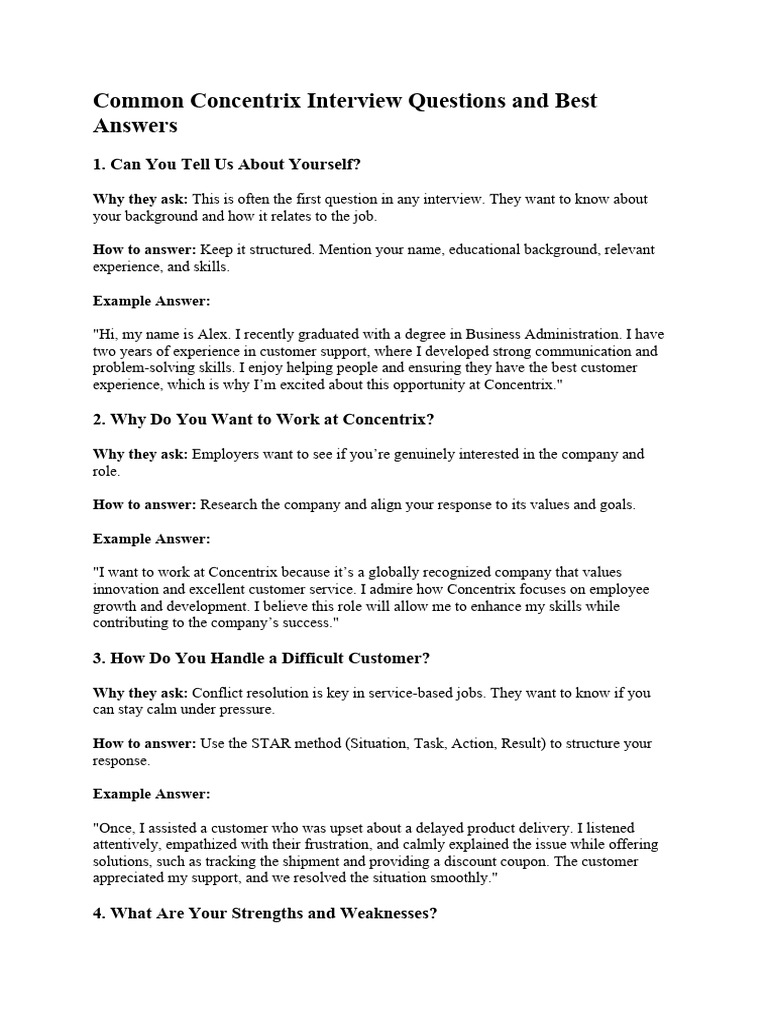 Common Concentrix Interview Questions and Best Answers | PDF ...