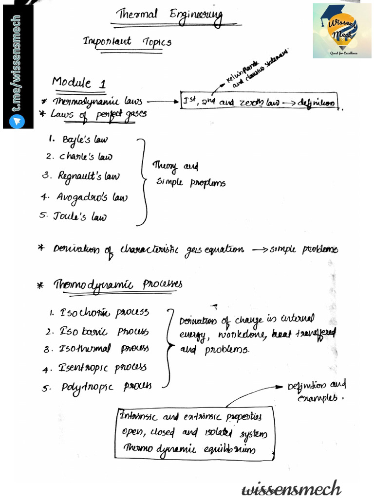 Thermal Engineering Important Topics | PDF