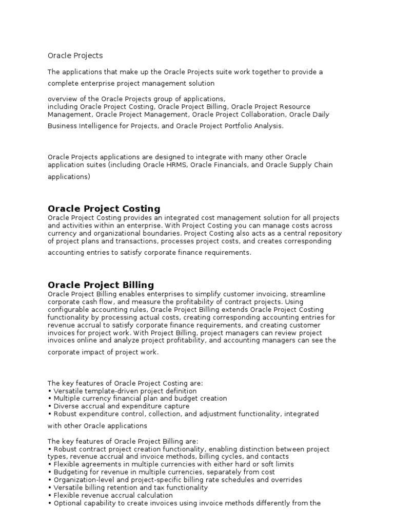 Oracle Projects | PDF | Baseline (Budgeting) | Invoice