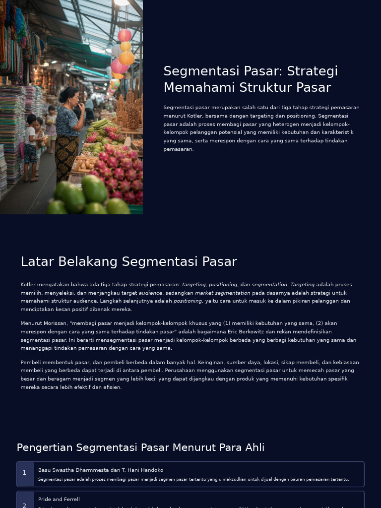 Segmentasi Pasar Strategi Memahami Struktur Pasar | PDF