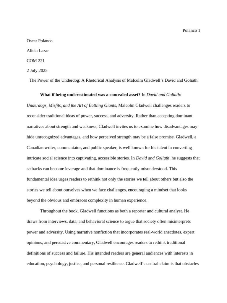 Gladwell Rhetorical Analysis Final MLA Corrected | PDF | Credibility ...