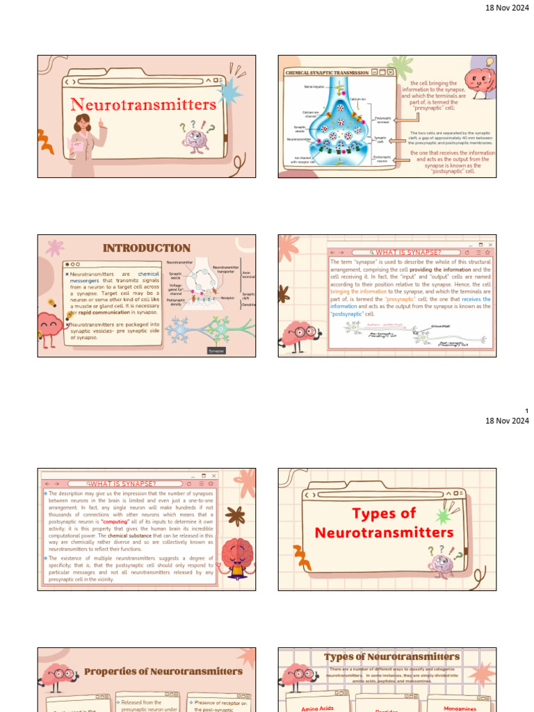 Neurotransmitters 24.25 1 | PDF | Chemical Synapse | Neurotransmitter