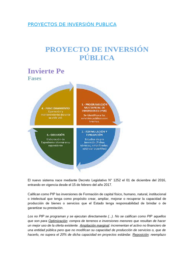 Proyecto de Inversión Pública: Guía Completa | PDF | Economias