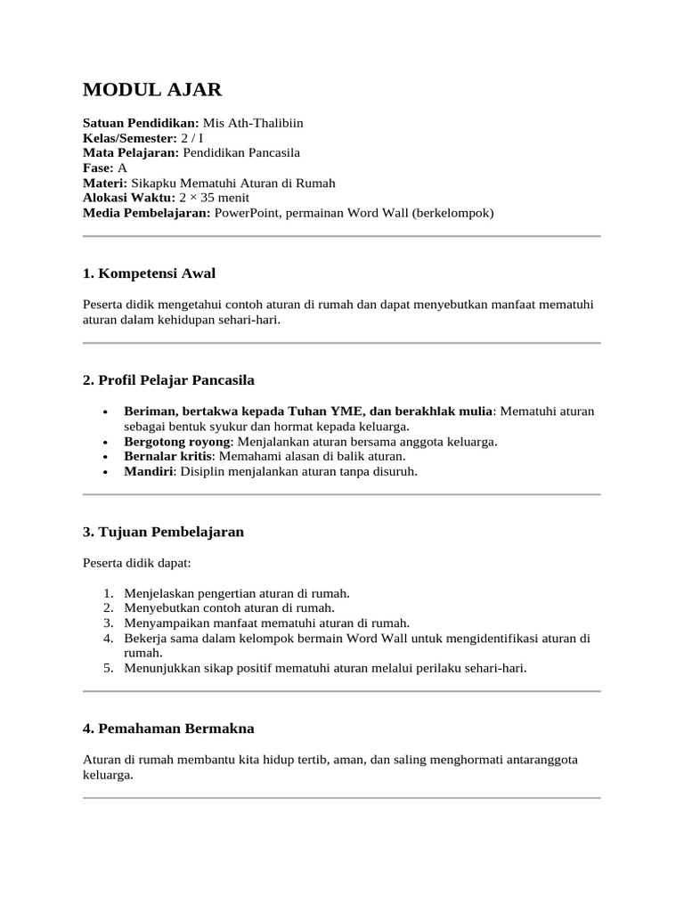 Modul Ajar Pend. Pancasila Ok | PDF