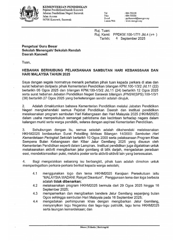 Hebahan Berhubung Pelaksanaan Sambutan Hari Kebangsaan Dan Hari | PDF