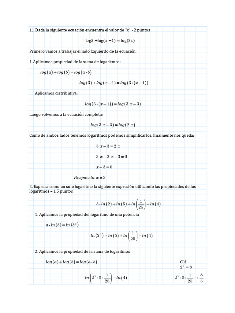Parcial Ingreso Resuelto Practico | PDF | Logaritmo | Ecuaciones