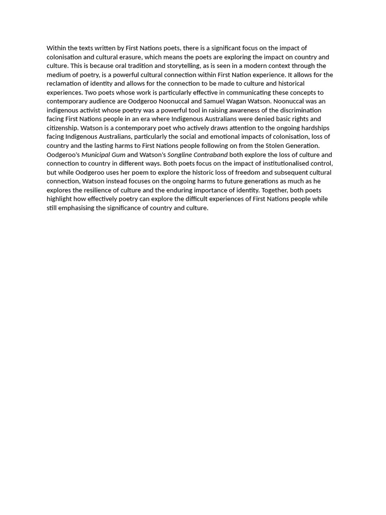 First Nations Poetry: Culture & Colonization | PDF