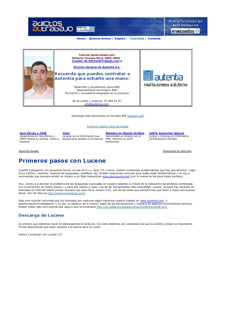 Tutorial Lucene | PDF | Java (lenguaje de programación) | Plataforma Java