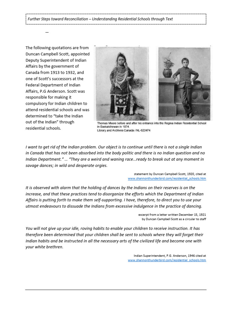 (Reading) Historical Voices On Indian Residential Schools - Scott and ...