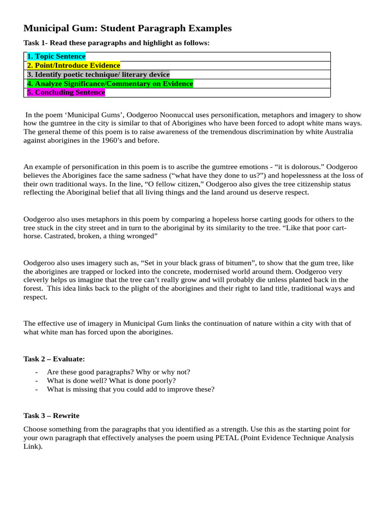 Municipal Gum Student Paragraph Examples | PDF