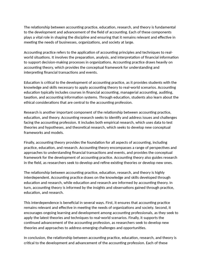 The Relationship Between Accounting Practice | PDF | Theory | Accounting