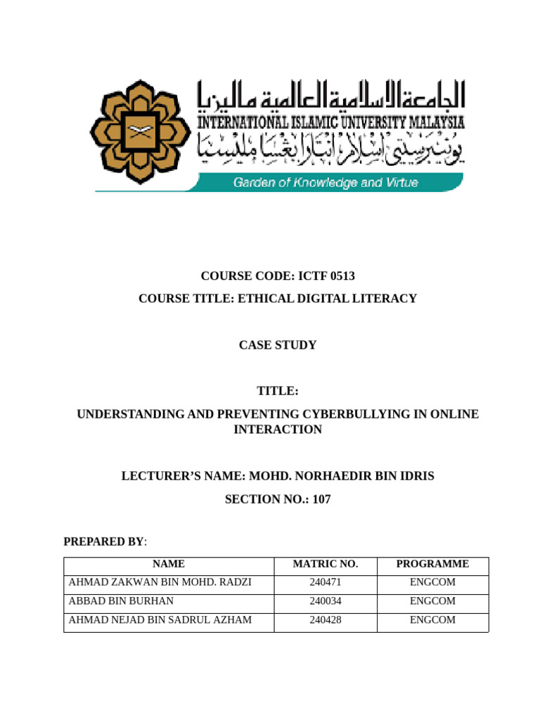 Sample Report - Case Study 2 | PDF | Cyberbullying | Mental Health