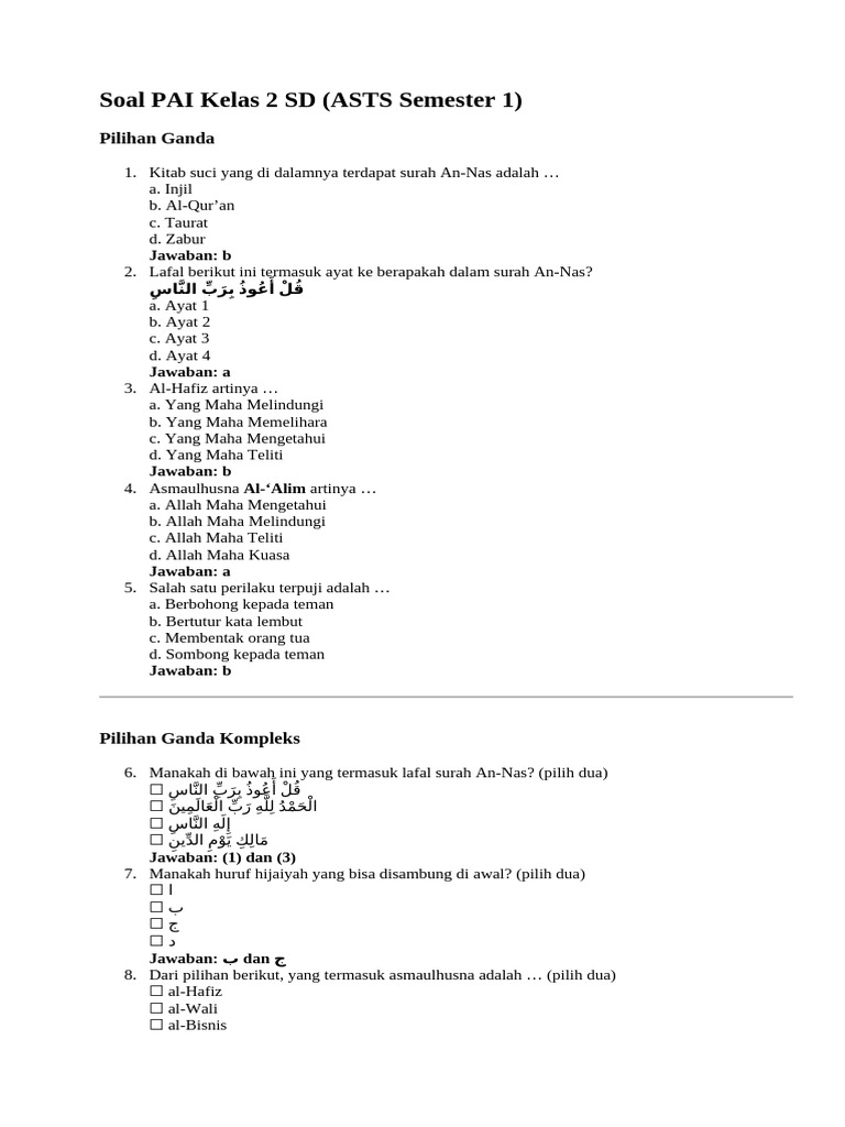 Soal Asts Kelas 2 | PDF