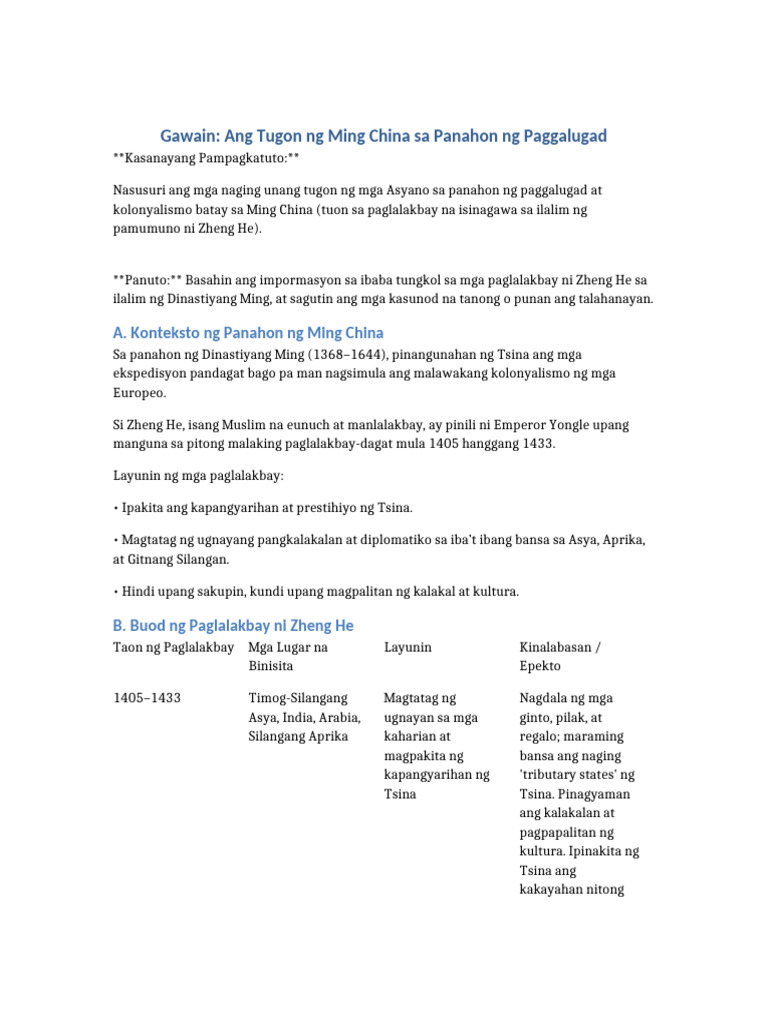 Gawain Tugon NG Ming China Zheng He | PDF