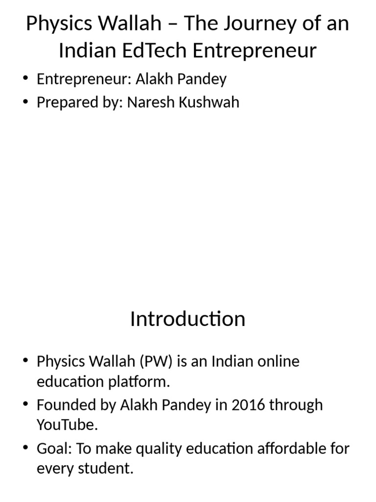 Physics Wallah: Alakh Pandey's Journey | PDF