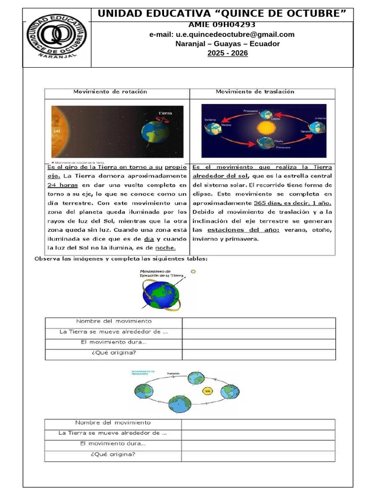 Acividad Movimienos de La Ierra | PDF