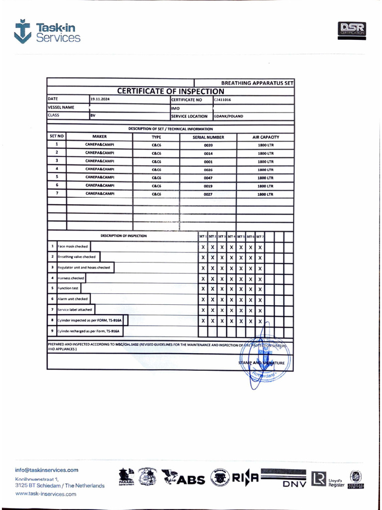 Scba Annual Nspection 2024 | PDF