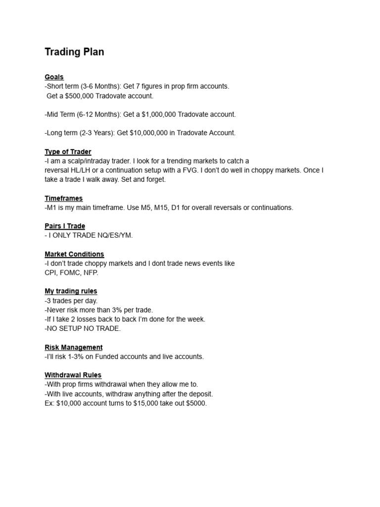 Colt's Trading Plan | PDF