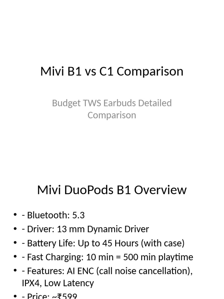Mivi B1 Vs C1 Comparison | PDF