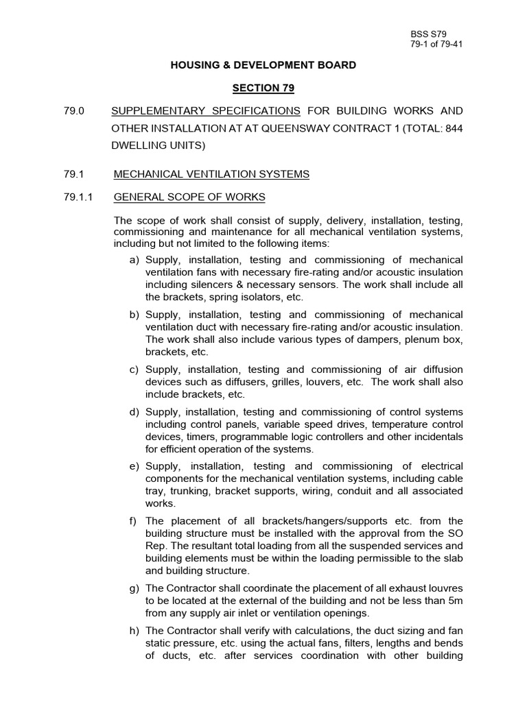 STD Supplementary Specifications S79-Building - QWC1 - C1 | PDF | Duct ...