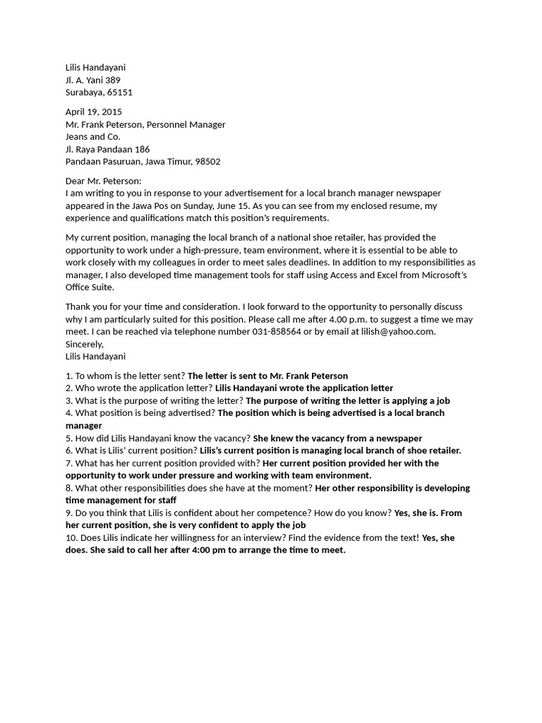 Application Letter Exercise | PDF | Résumé