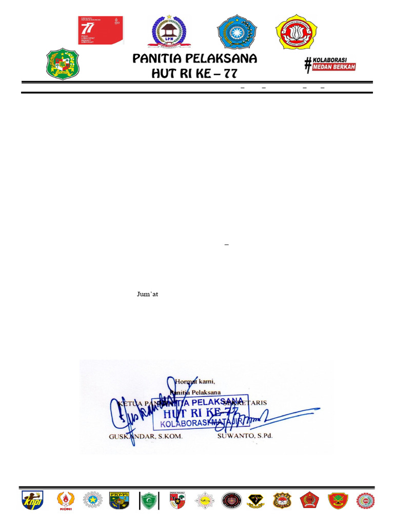 Undangan Rapat HUT RI ke-77 Medan | PDF