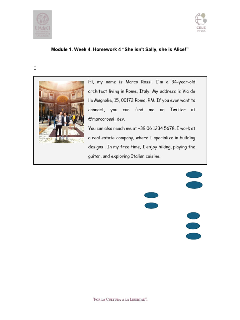 Module 1. Homework 4. She Isn't Sally. She Is Alice | PDF