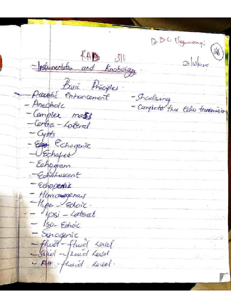 Rad 311 - Ultrasound Lecture Note | PDF