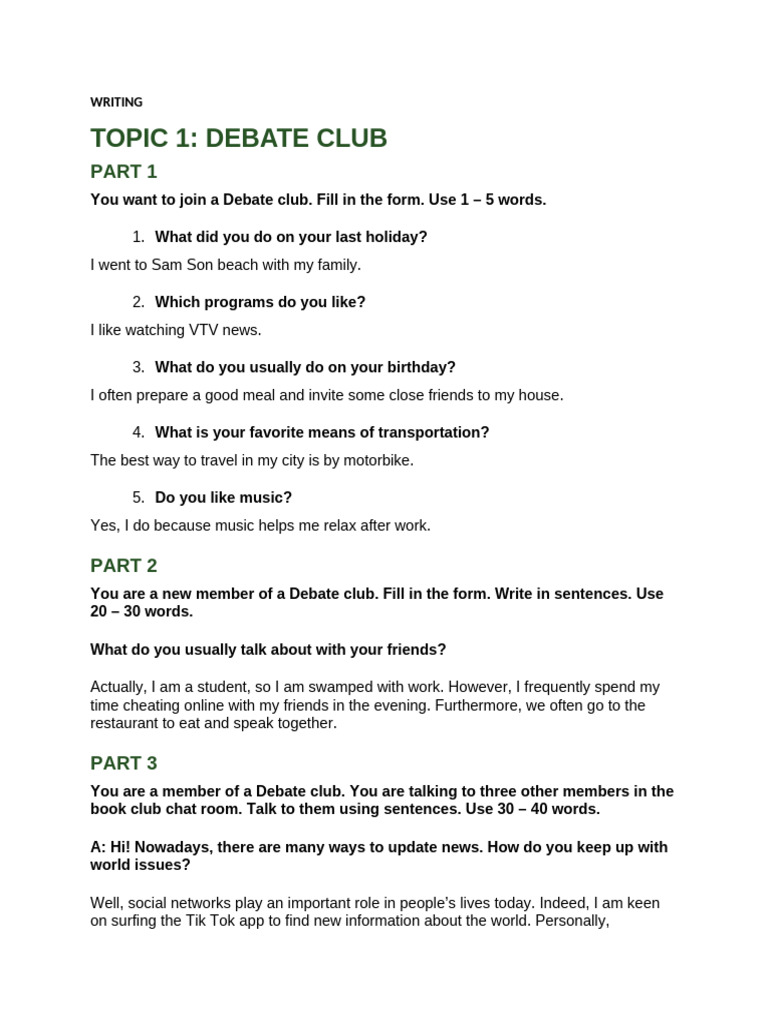 Joining Debate, Computer, and Language Clubs | PDF