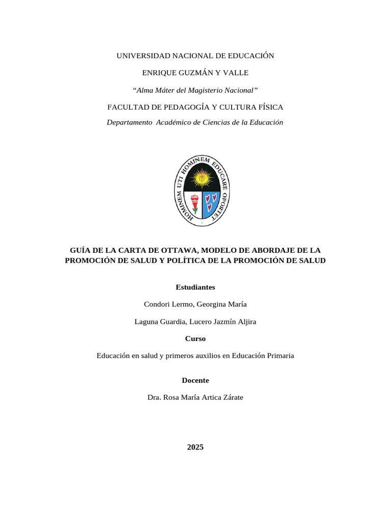 Guía de La Carta de Ottawa | PDF | Promoción de la salud | Educación en ...