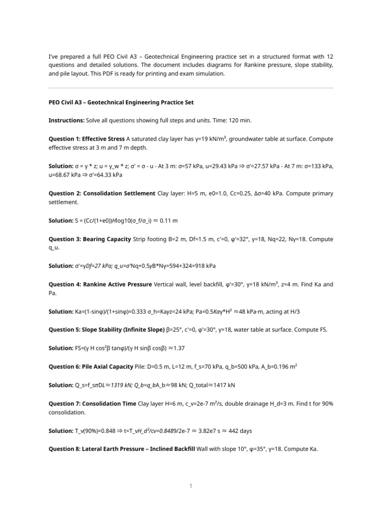 Peo A3 Geotechnical Practice | PDF | Geotechnical Engineering | Civil Engineering